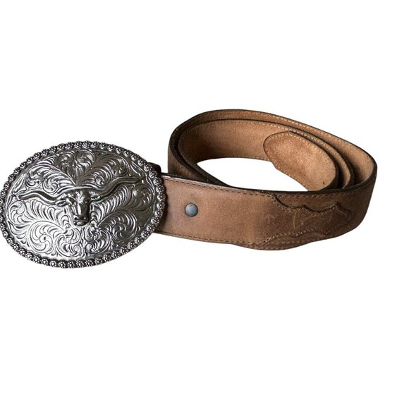 Justin Boots | Accessories | Justin Silver Belt Buckle Leather Belt 4 ...
